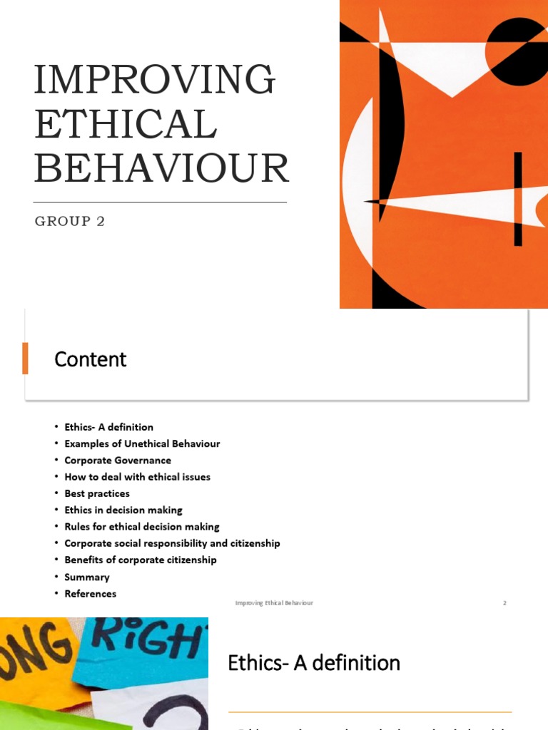 Improving Ethical Behaviour | PDF | Corporate Social Responsibility ...