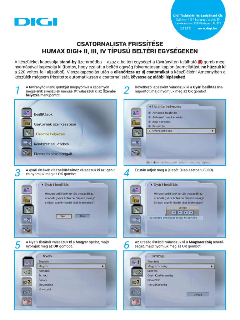 Csatornalista Frissites Humax Digi II-III-IV | PDF