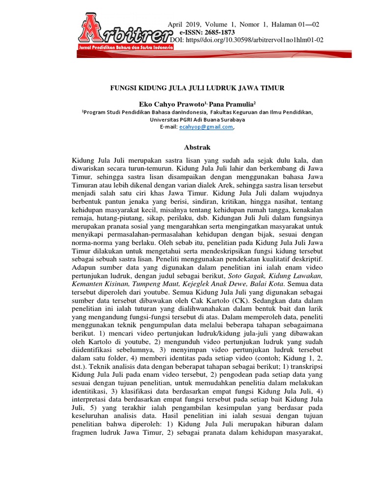 Artikel Kidung Jula Juli Dalam Ludruk Jawa Timur | PDF