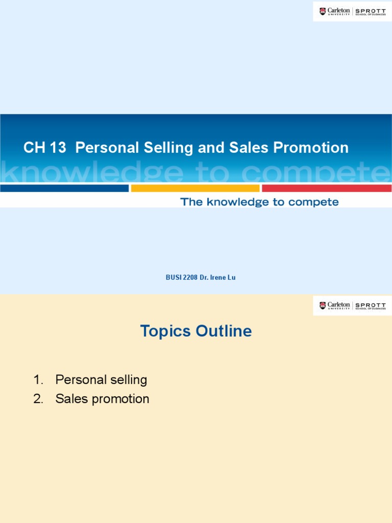 CH13 (Personal Selling and Sales Promotion) (Out) | PDF | Sales ...