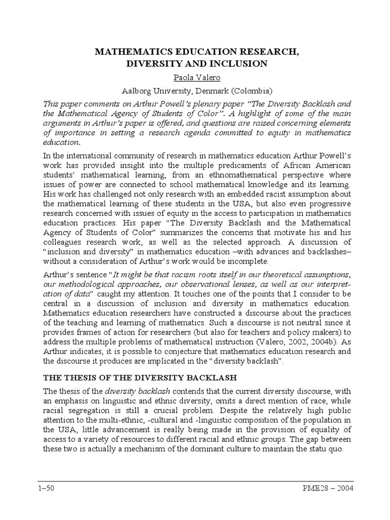 Diversity and Equity in Math Education | PDF | Social Exclusion ...