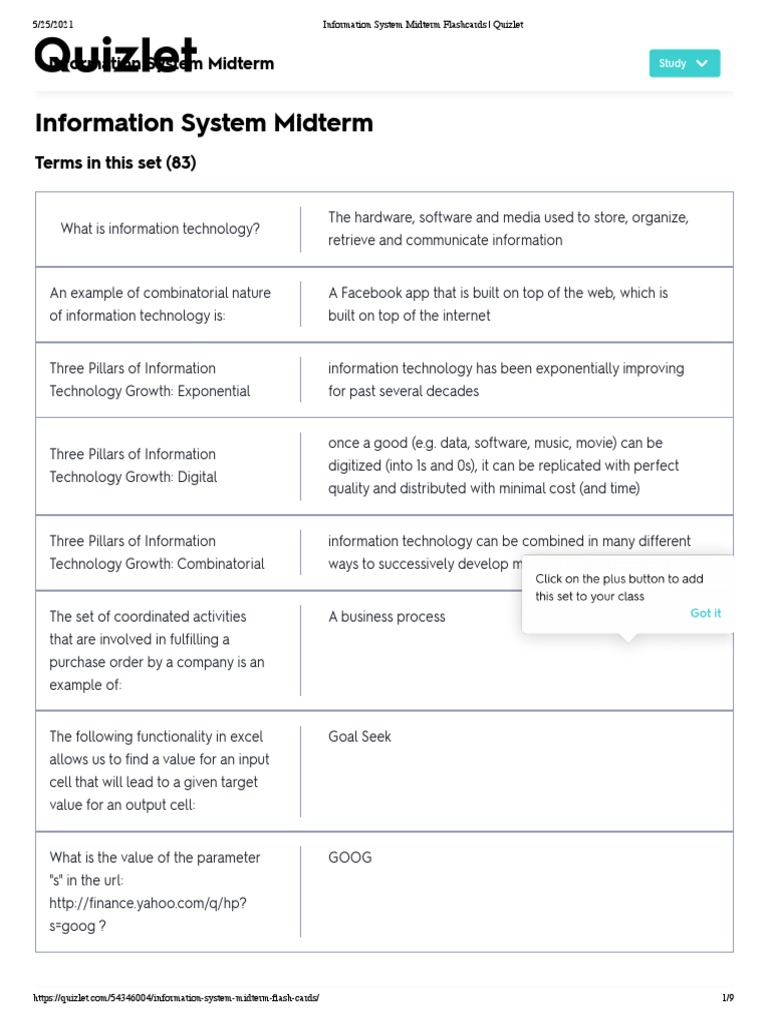 Information System Midterm Flashcards - Quizlet | PDF | World Wide Web ...