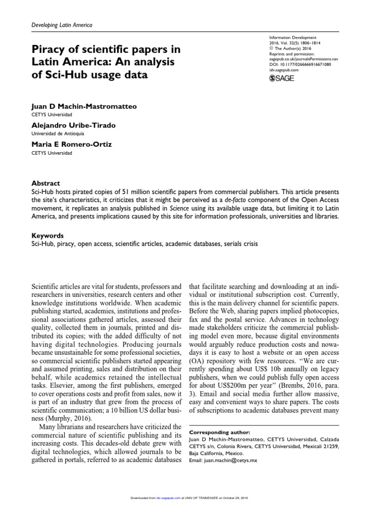 Piracy Uf Scientific Papers in Latin America An Analysis of Sci-Hub ...