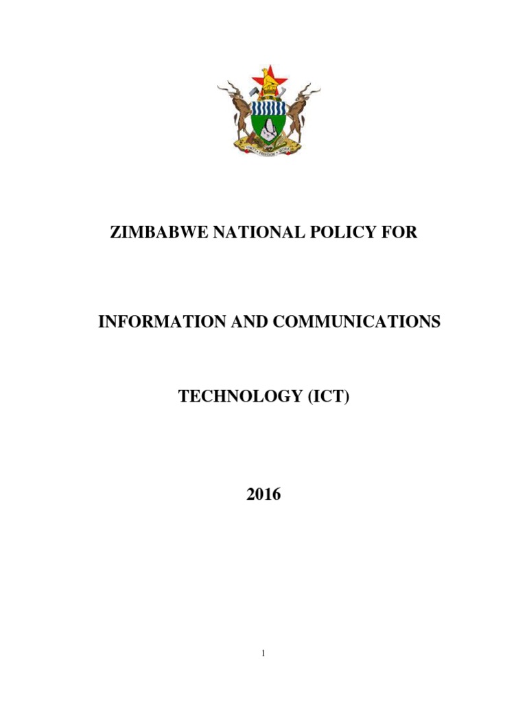 Zimbabwe National Policy For Ict 2016 - Final 1 | PDF | Information And ...