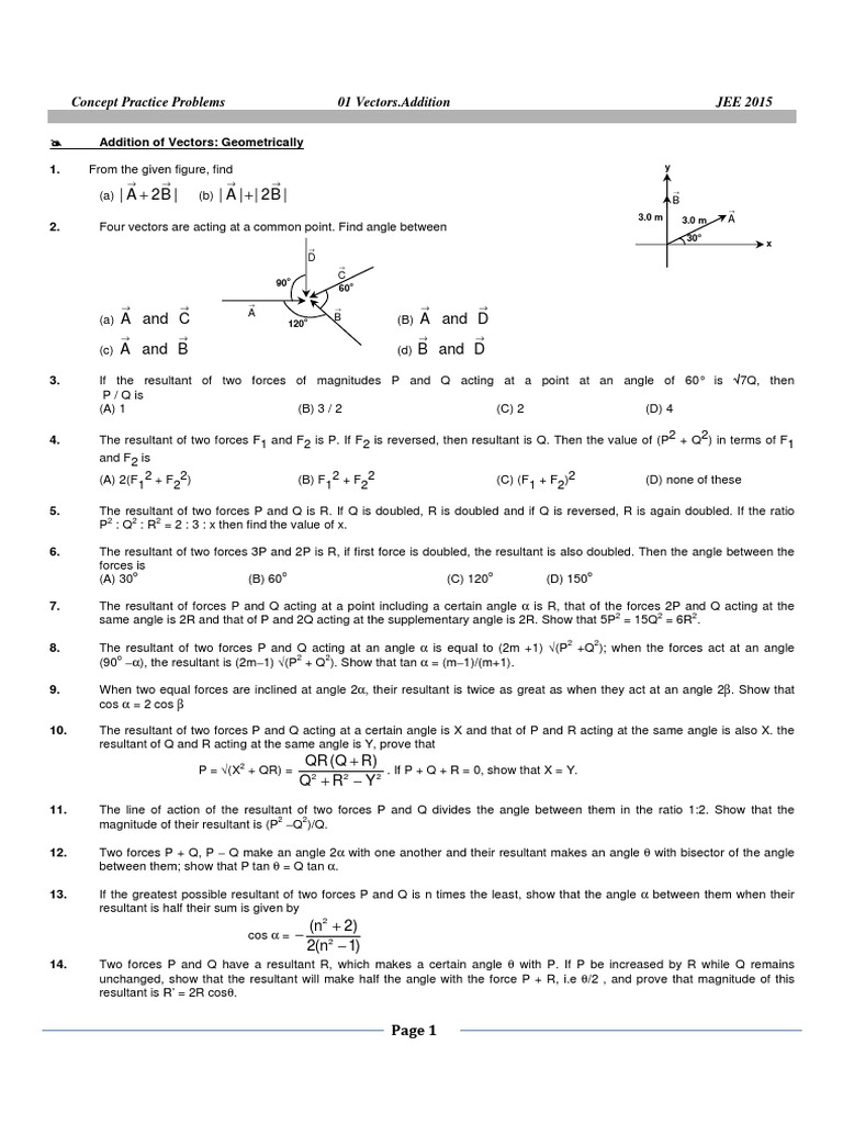 01 Vectors - Addition | PDF | Angle | Force