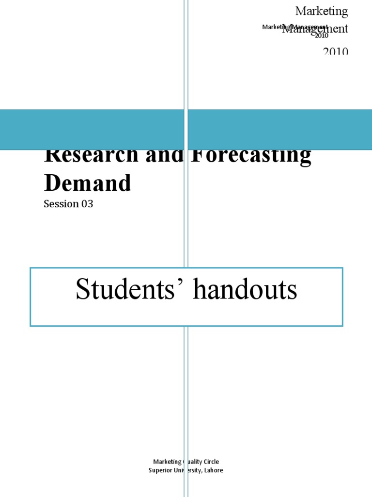 Conducting Marketing Research and Forecasting Demand: Students' Handouts | PDF | Marketing ...