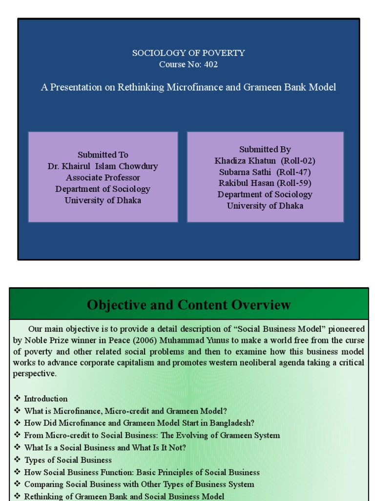Rethinking Microfinance and Grameen Bank Model | PDF | Microcredit ...