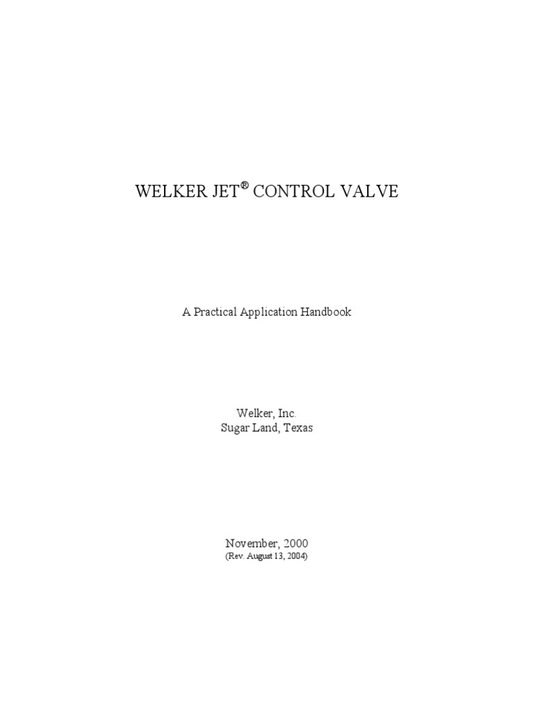 WELKER JET® CONTROL VALVE | PDF | Valve | Jet Engine
