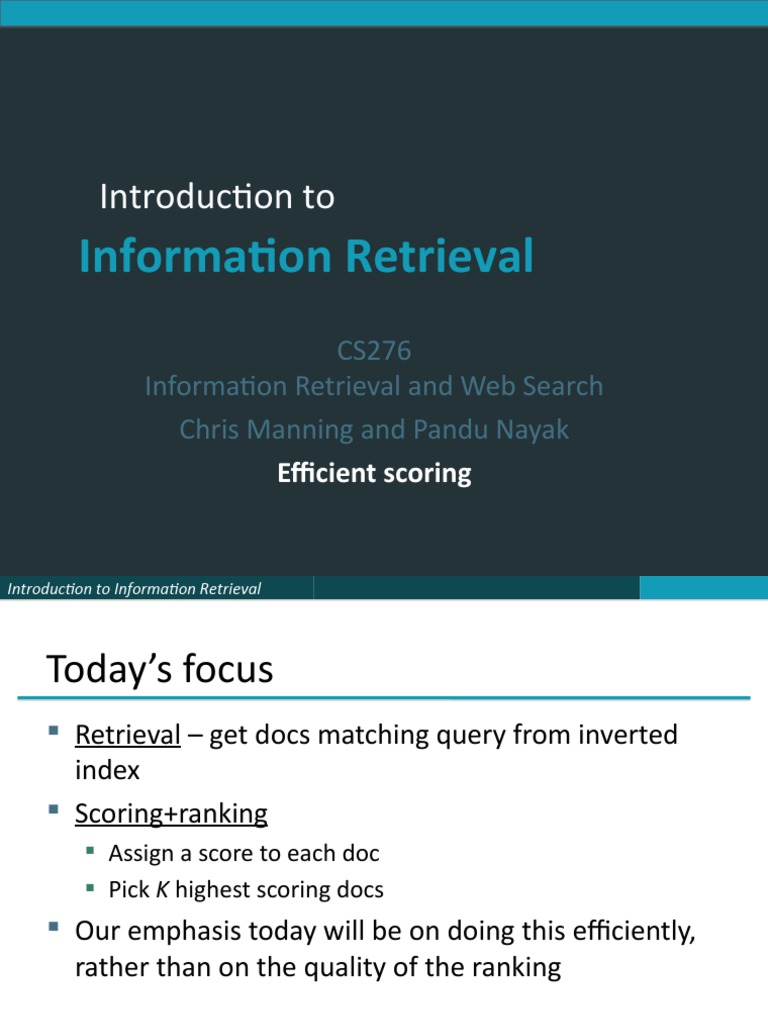 Lecture10 Efficient Scoring | PDF | Information Retrieval | Applied Mathematics