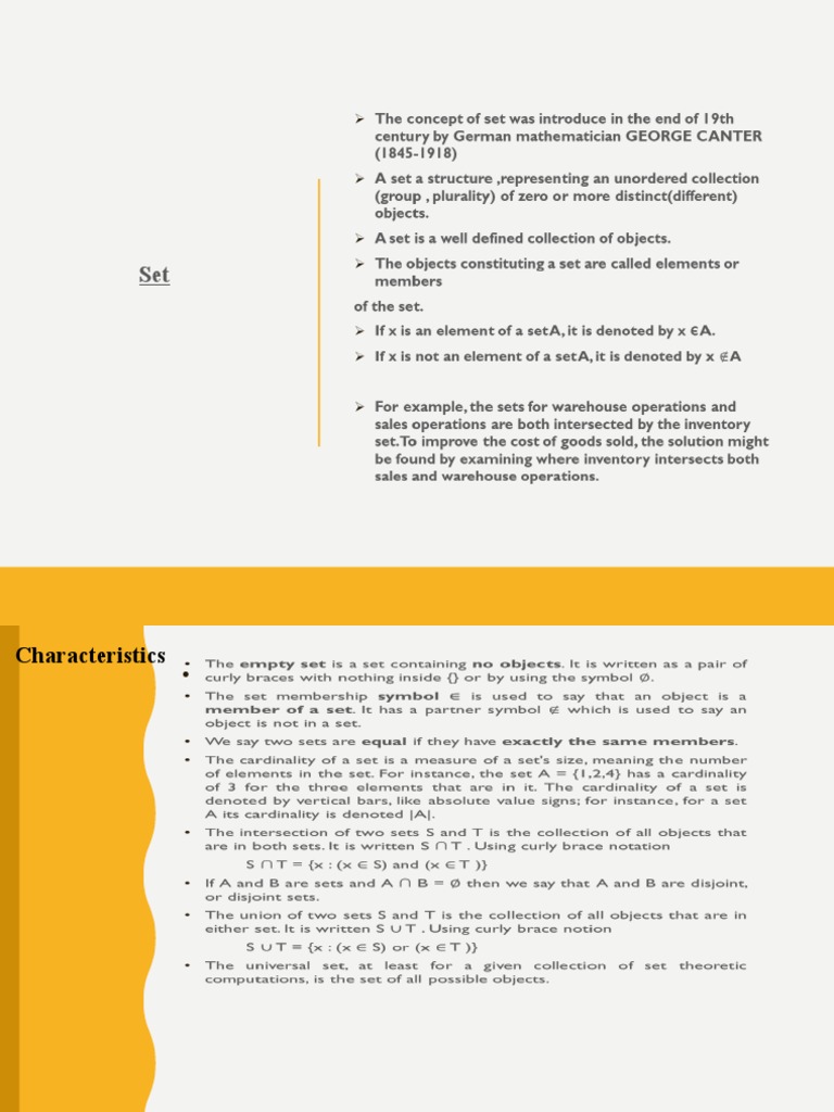 Lecturer 02 - Set Theory | PDF | Set (Mathematics) | Numbers