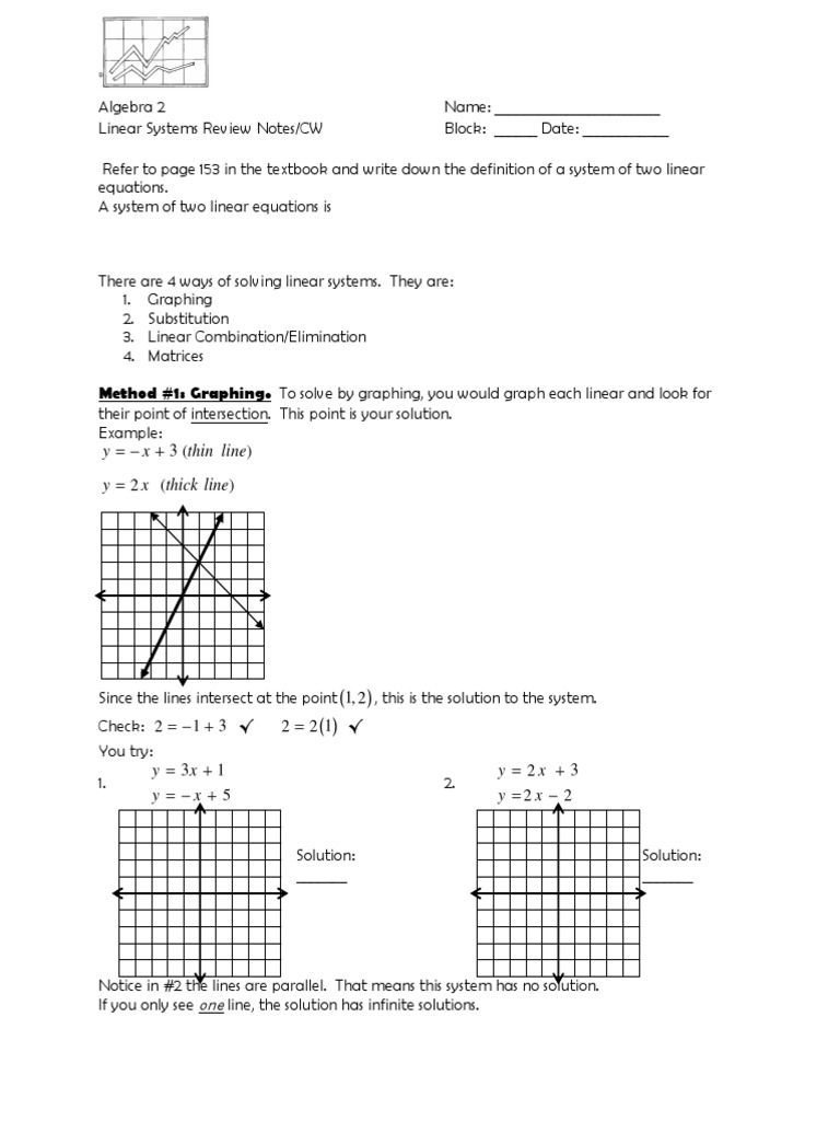 Linear Systems Review Notes | PDF | System Of Linear Equations | Equations