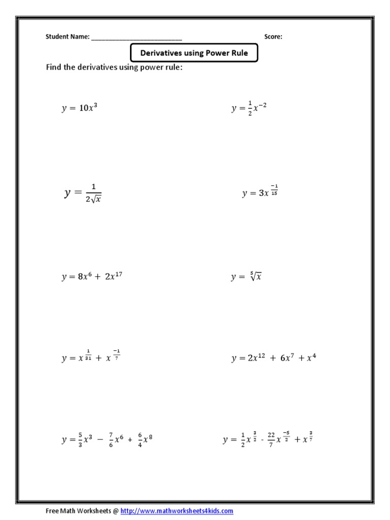 Worksheet On Derivatives 3 | PDF | Derivative | Mathematical Concepts