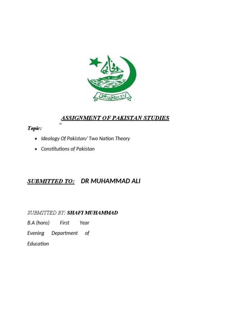 Two Nations, One Homeland: An Analysis of the Ideology of Pakistan and ...
