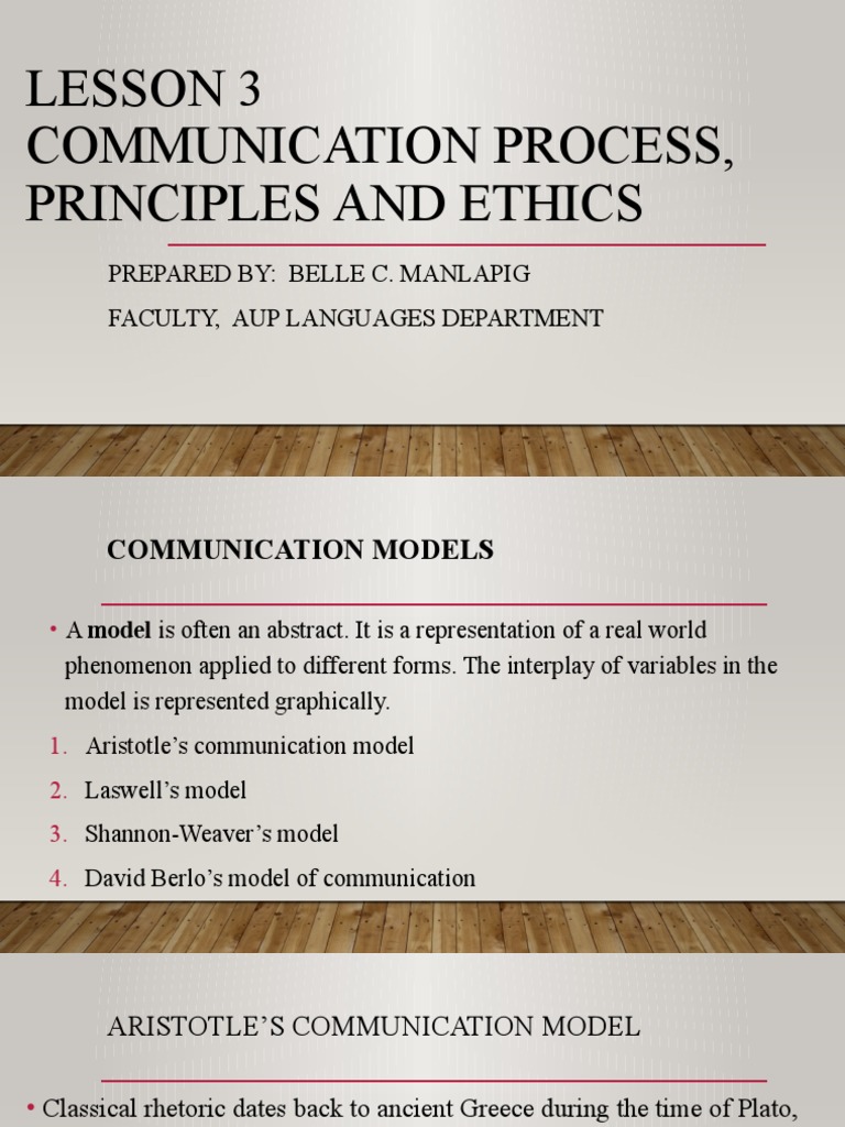 Lesson 3 Communication Process Principles Ethics Pdf Communication Neuropsychological