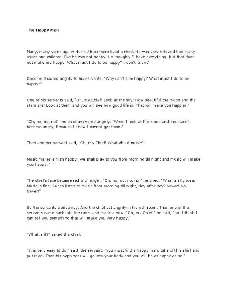 The Chief and the Happy Man's Shirt | PDF