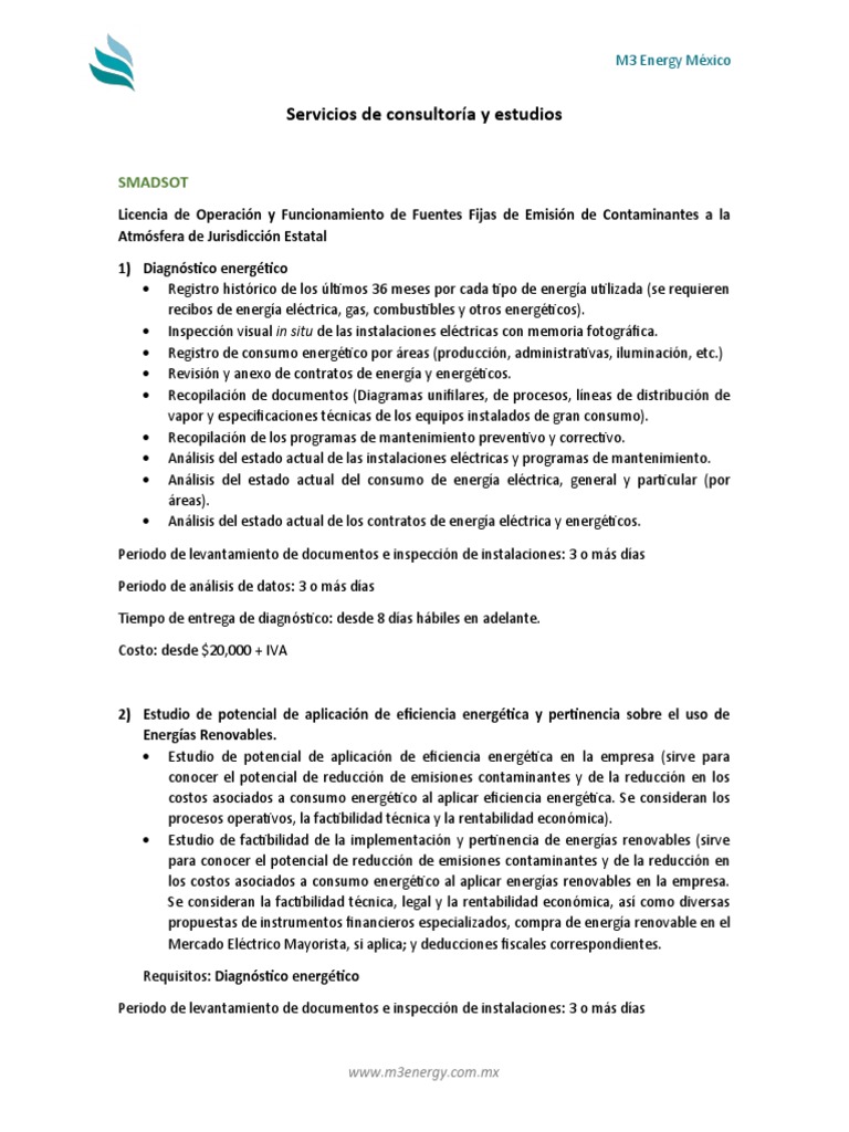 Descripción de Servicios - M3 Energy | PDF | Ingenieria Eléctrica | Uso ...