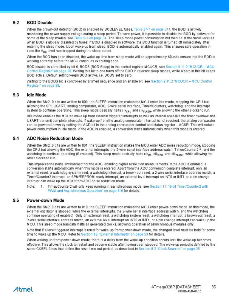9.2 Bod Disable: 35 Atmega328P (Datasheet) | Download Free PDF ...
