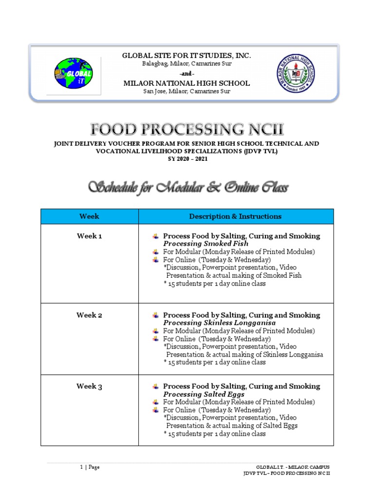 Schedule For Module and Online | PDF | Cuisine | Cooking