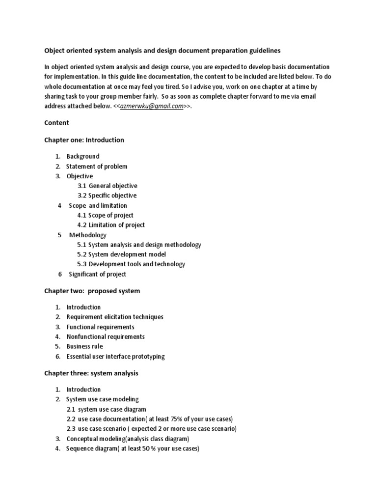 Object Oriented System Analysis and Design Document Preparation Guidelines | PDF