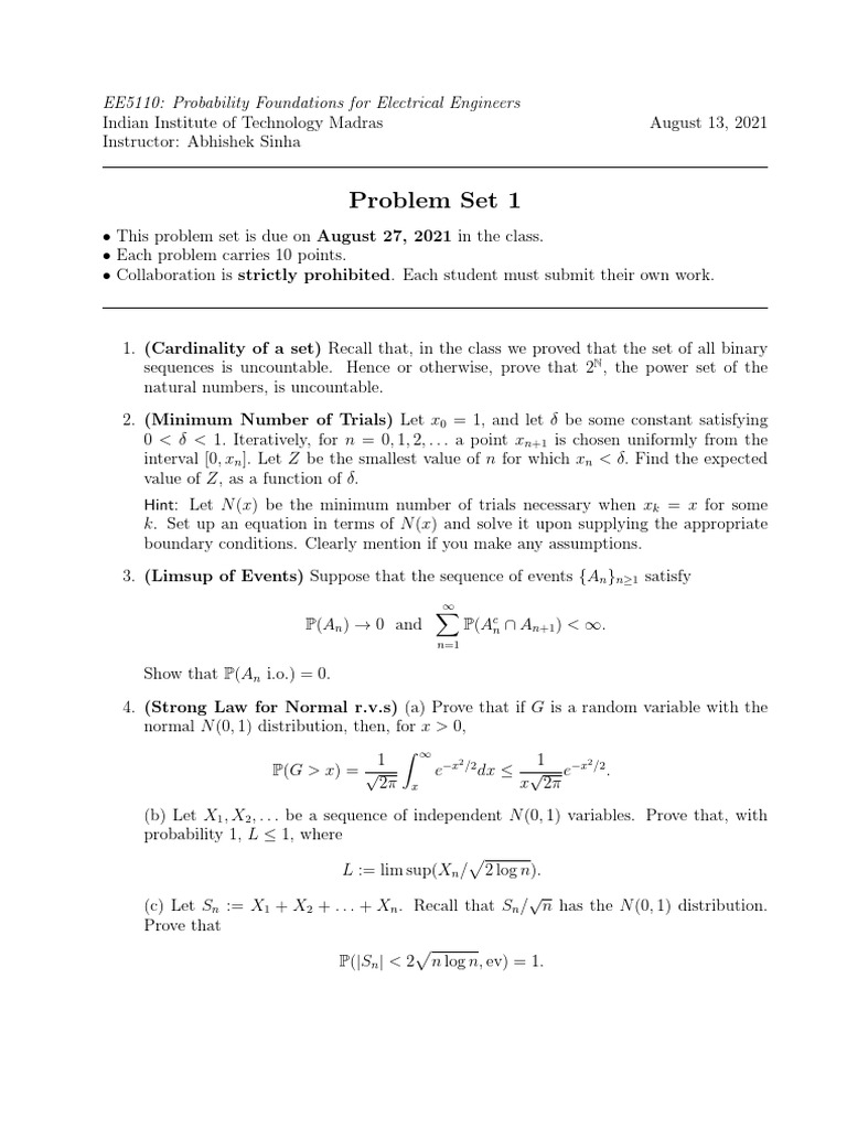 Problem Set 1 | PDF | Mathematics | Mathematical Analysis