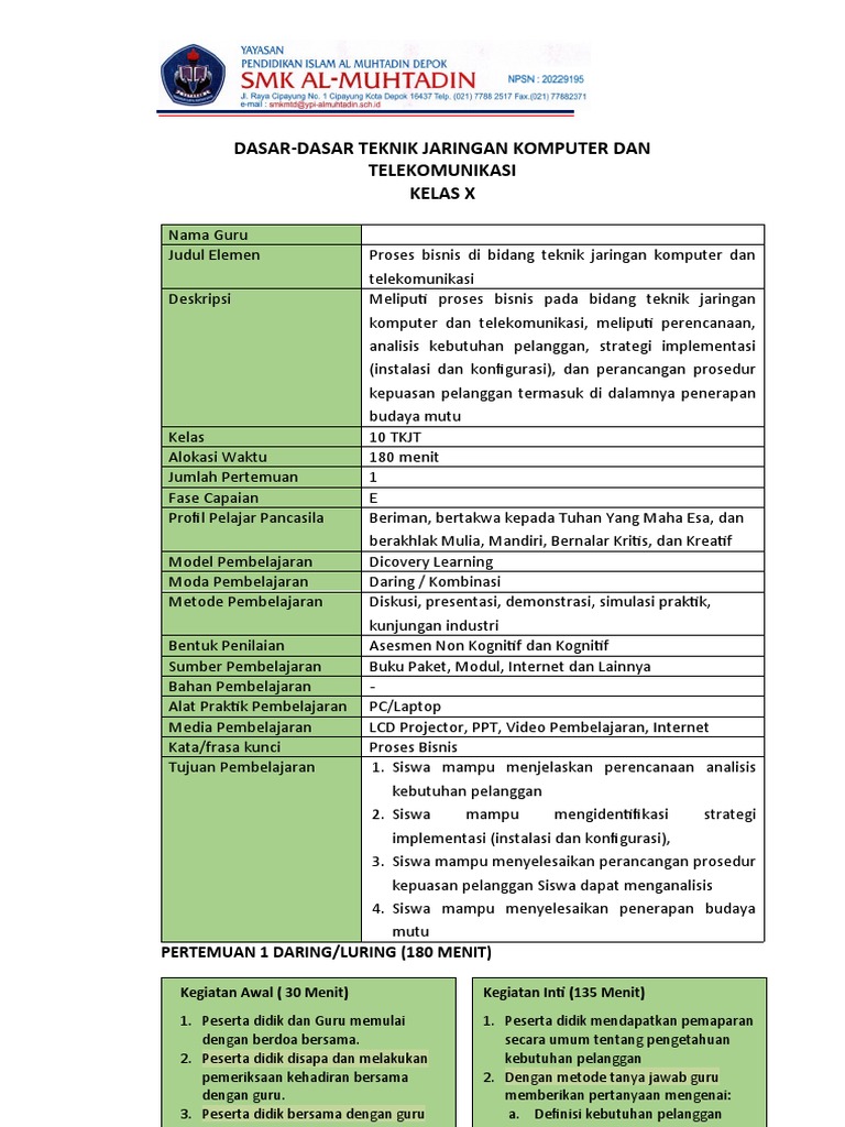 Contoh Format Modul Ajar | PDF