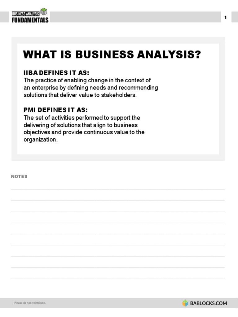 What Is Business Analysis?: Notes | PDF | Business Analysis | Business