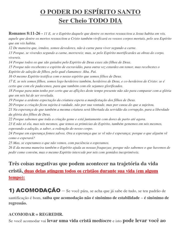 O Poder Do Espírito Santo - Ser Cheio Todo Dia | Download Free PDF | Espírito Santo (religião ...