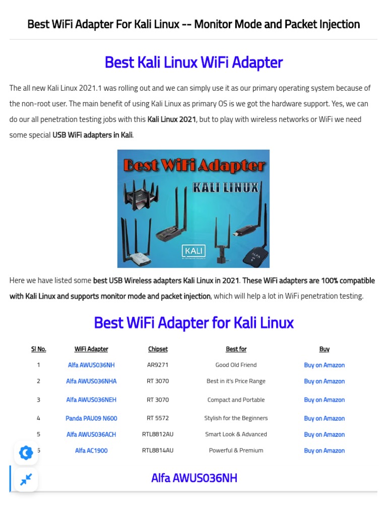 Best WiFi Adapter For Kali Linux - Monitor Mode and Packet Injection ...