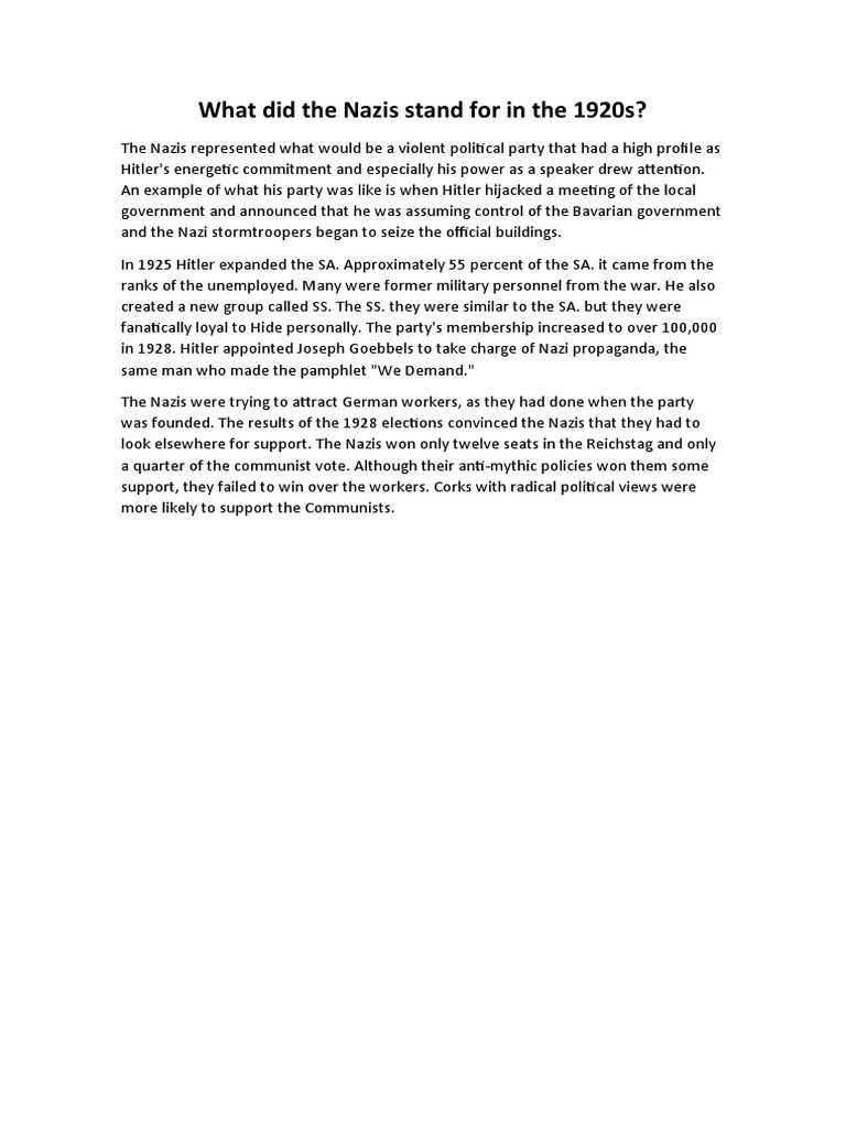 What Did The Nazis Stand For in The 1920s? | PDF | Politics