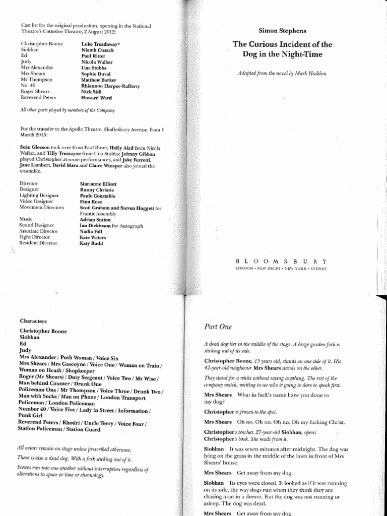 A Curious Incident of A Dog in The Night Time - Simon Stephens | PDF