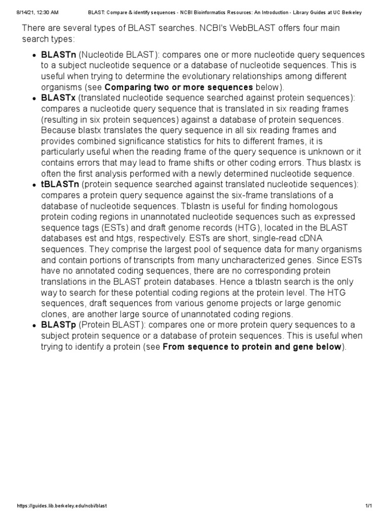 BLAST - Compare & Identify Sequences - NCBI Bioinformatics Resources ...