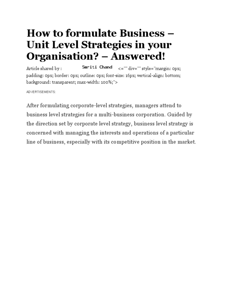 How To Formulate Business Strategies | PDF | Market (Economics) | Retail