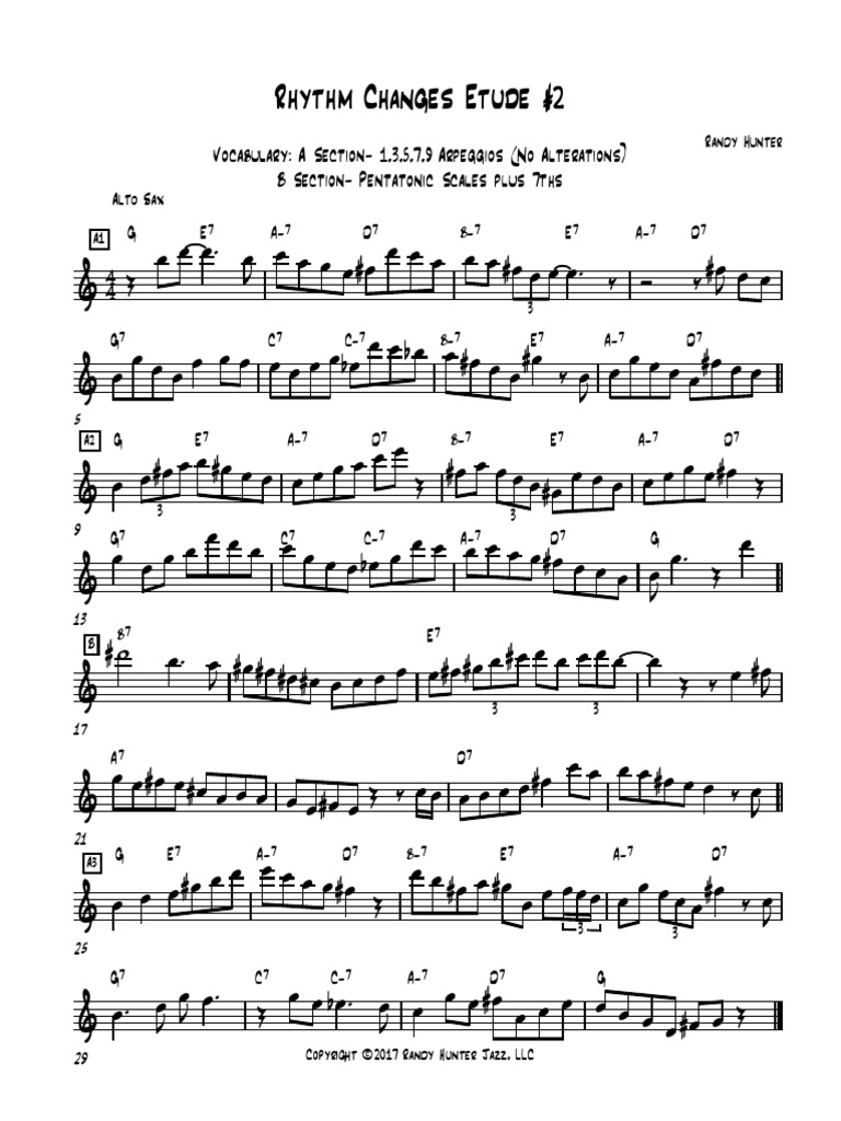 Rhythm Changes Etude 2 Alto | PDF | Music Theory | Elements Of Music