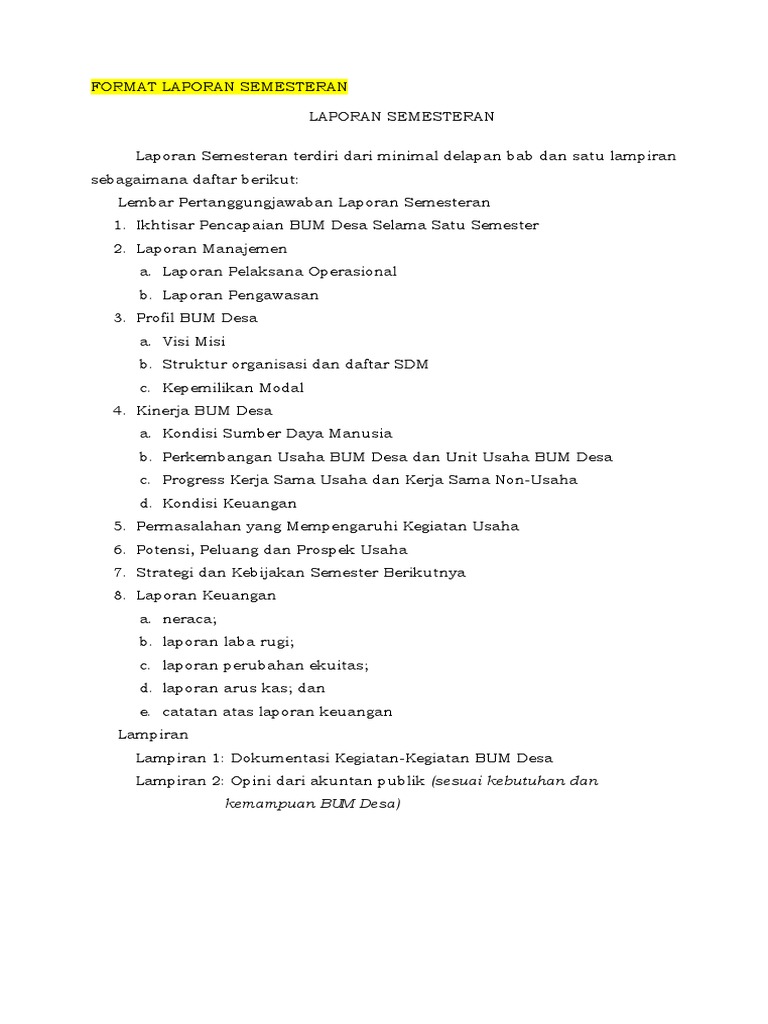 4-Format Laporan Semesteran | PDF