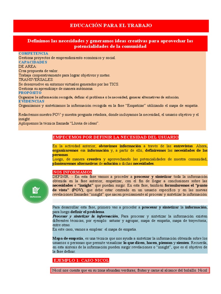 Design Thinking - Fase Definir | PDF | Información | Aprendizaje