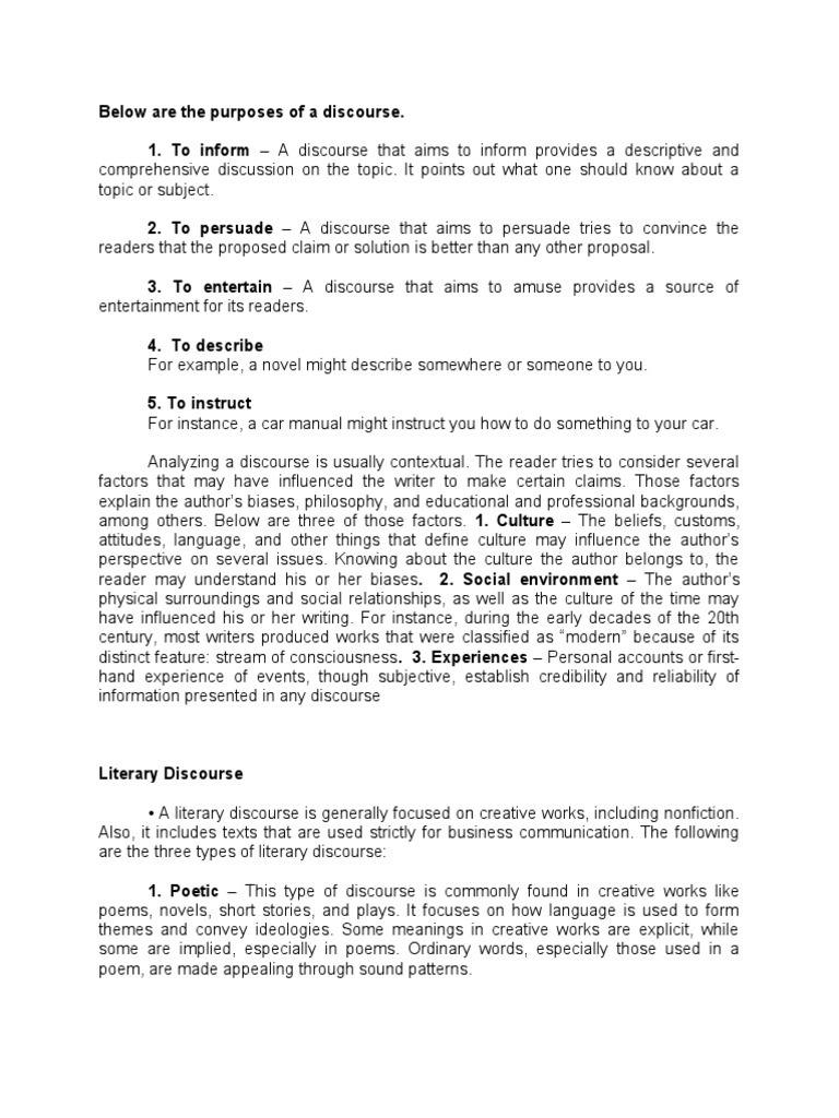 Purposes of Discourse | PDF | Poetry | Discourse