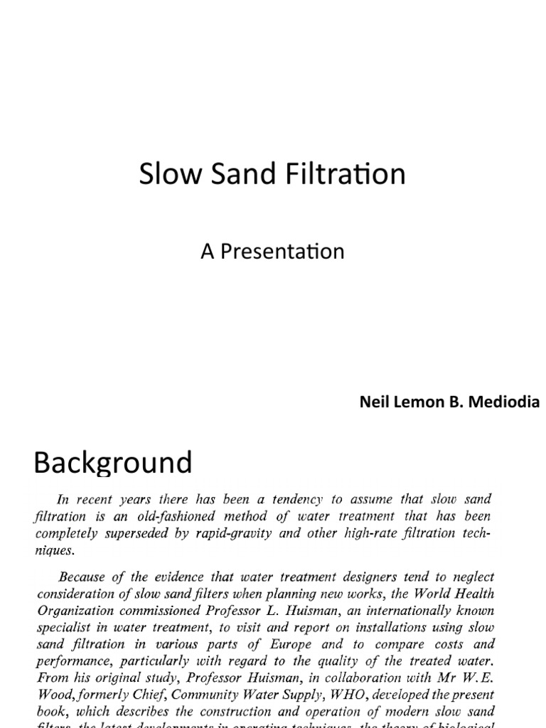 Overview of Slow Sand Filtration | PDF