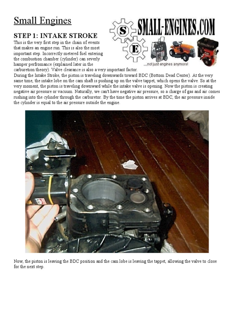 Small Engines: Step 1: Intake Stroke | PDF | Internal Combustion Engine ...