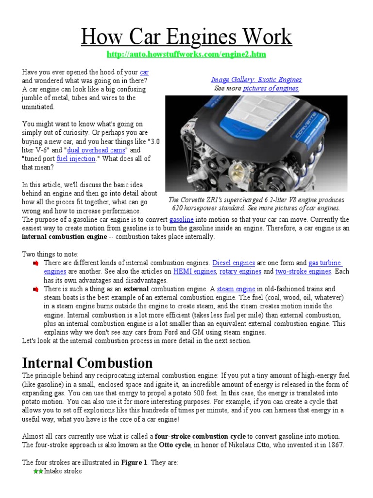 How Car Engines Work | PDF | Engines | Internal Combustion Engine