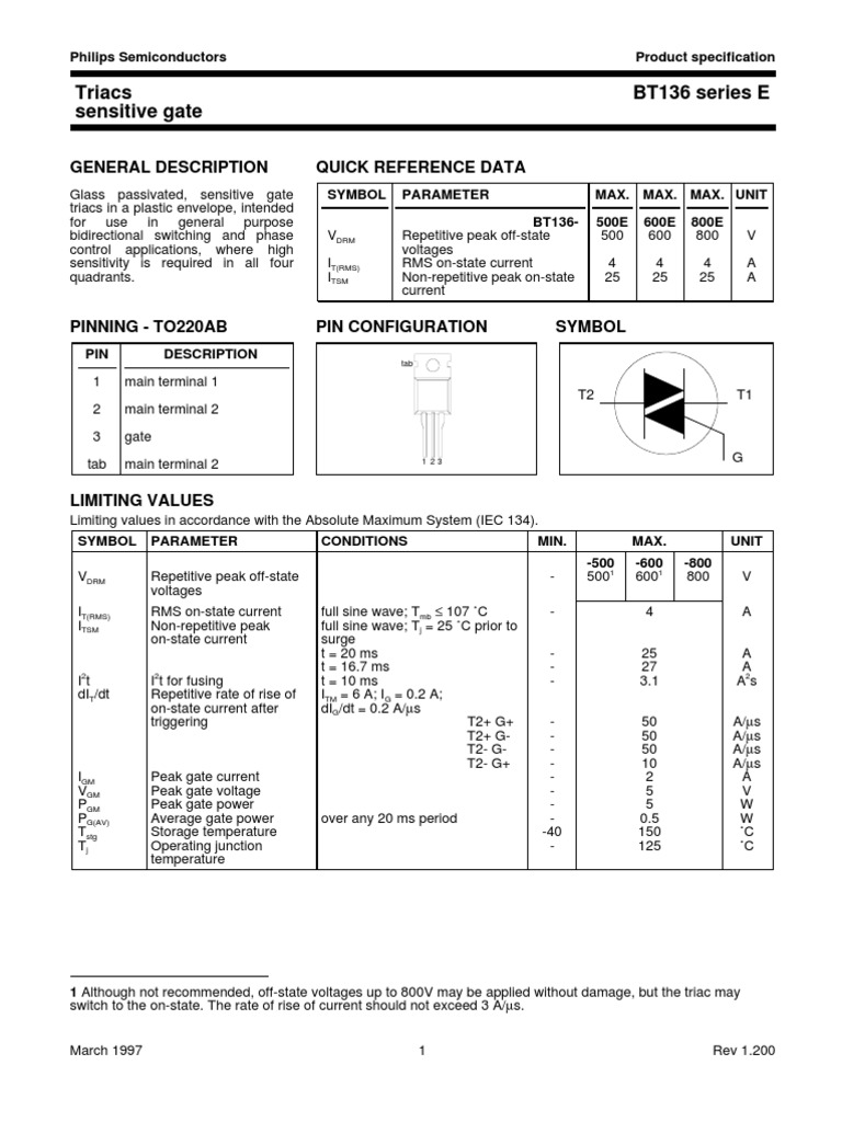 Triac Datasheet | PDF | Electrical Engineering | Electricity