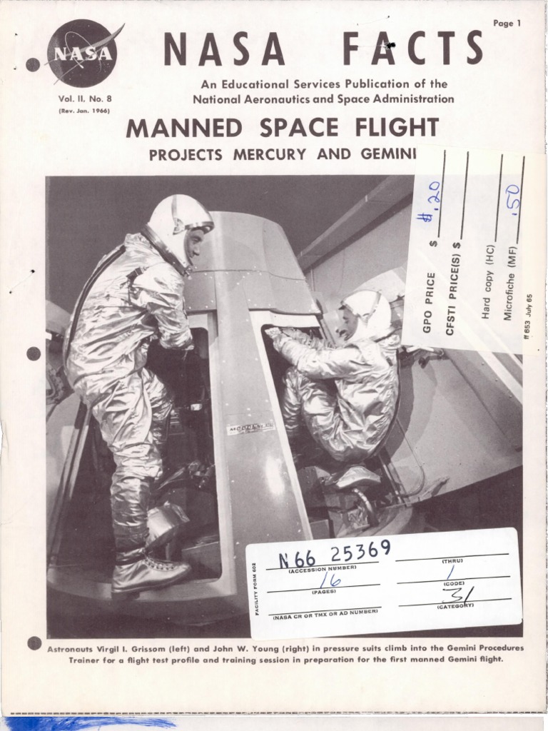 NASA Facts Manned Space Flight Projects Mercury and Gemini 1966 | PDF ...