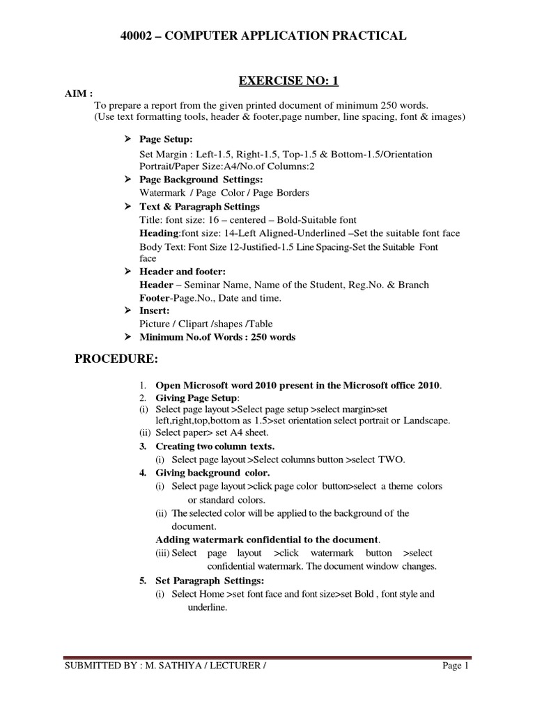 40002-Computer Application Practical-M Scheme | PDF | Page Layout | Spreadsheet