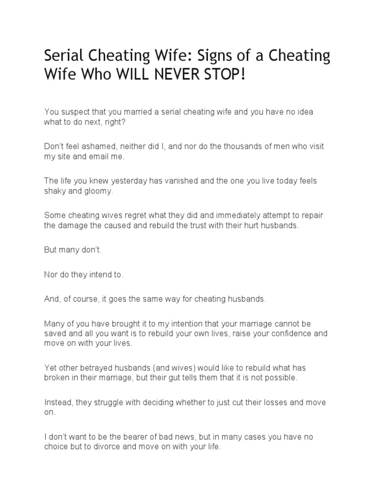 Serial Cheating Wife | PDF | Infidelity | Attachment Theory