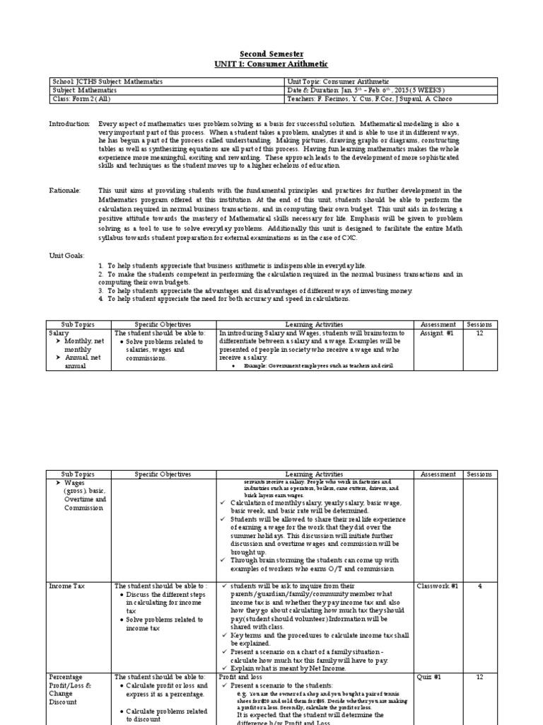 Consumer Arithmetic Unit Overview | PDF | Salary | Income Statement