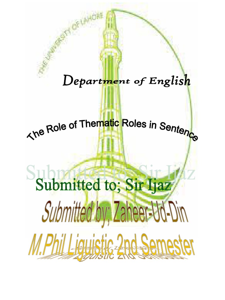 Role of Thematic Roles in Sentence | PDF | Subject (Grammar) | Sentence ...
