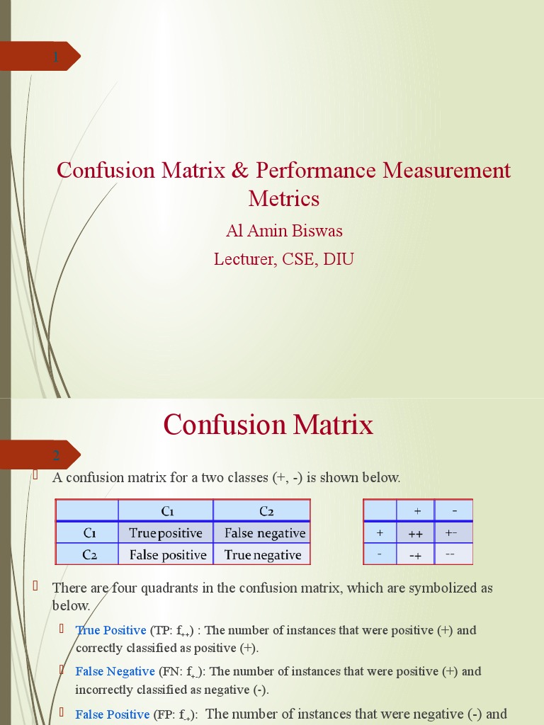Confusion Matrix and Performance Evaluation Metrics | PDF | Sensitivity ...
