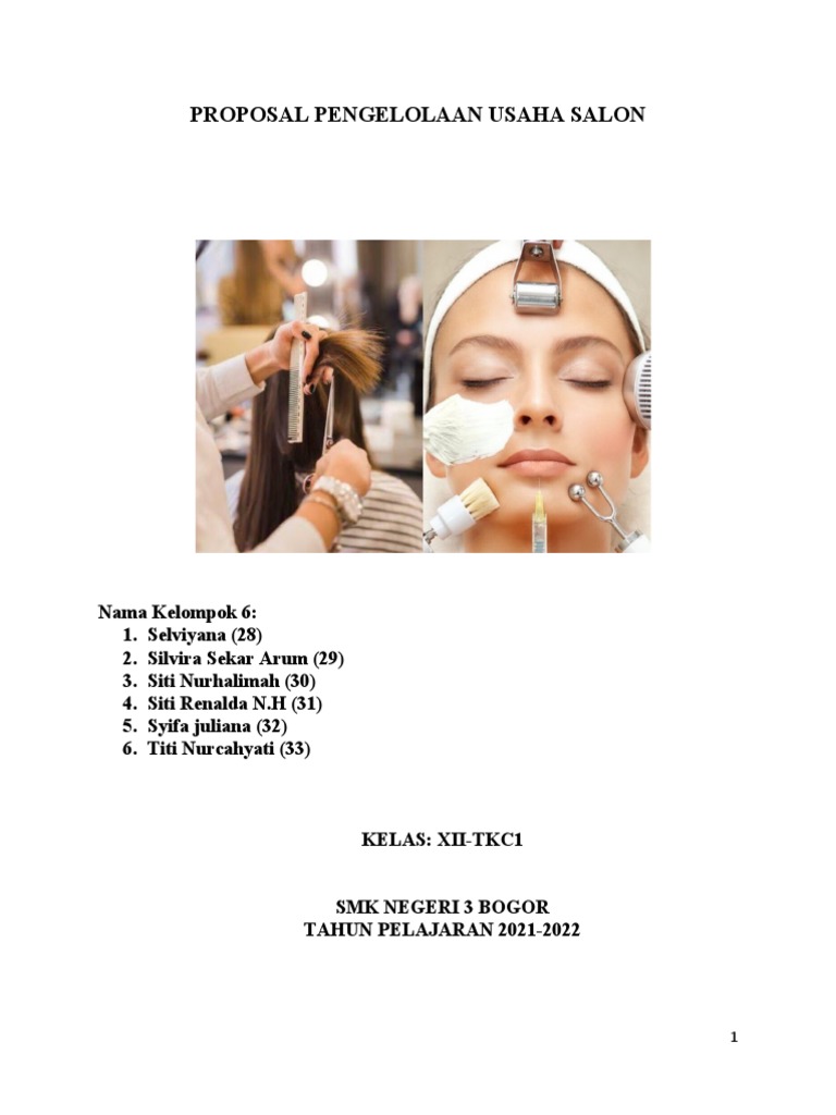 Proposal Pengelolaan Salon Kecantikan Xii-Tkc1 | PDF | Karier ...