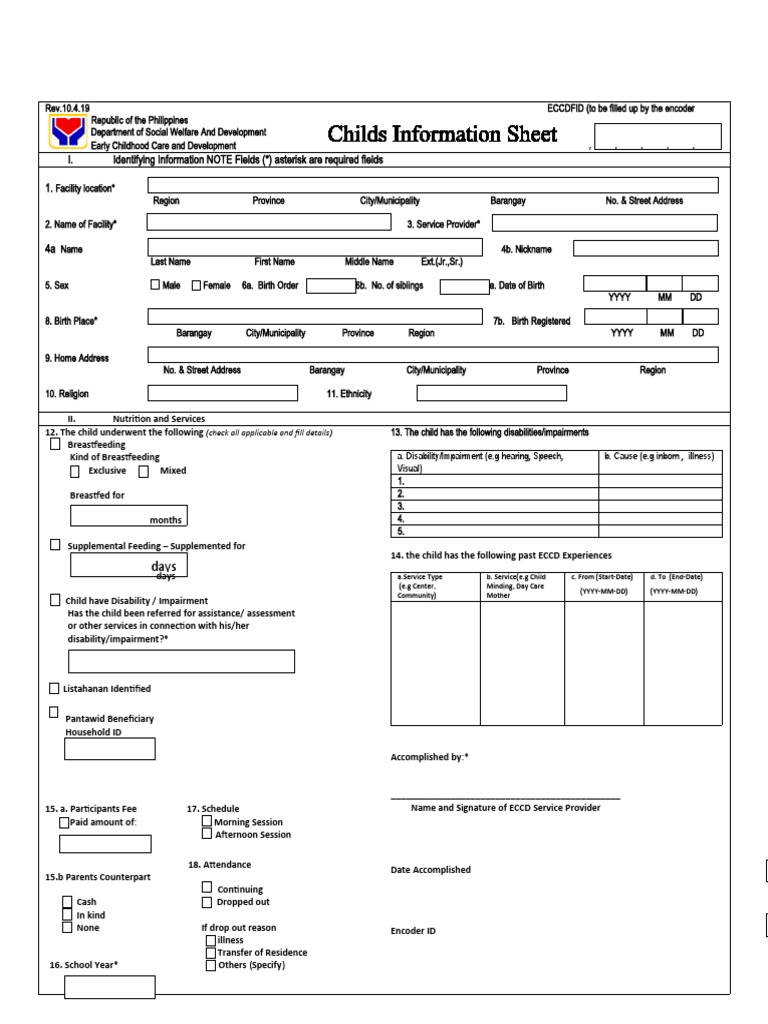 Eccd-Is Form | PDF | Breastfeeding | Disability