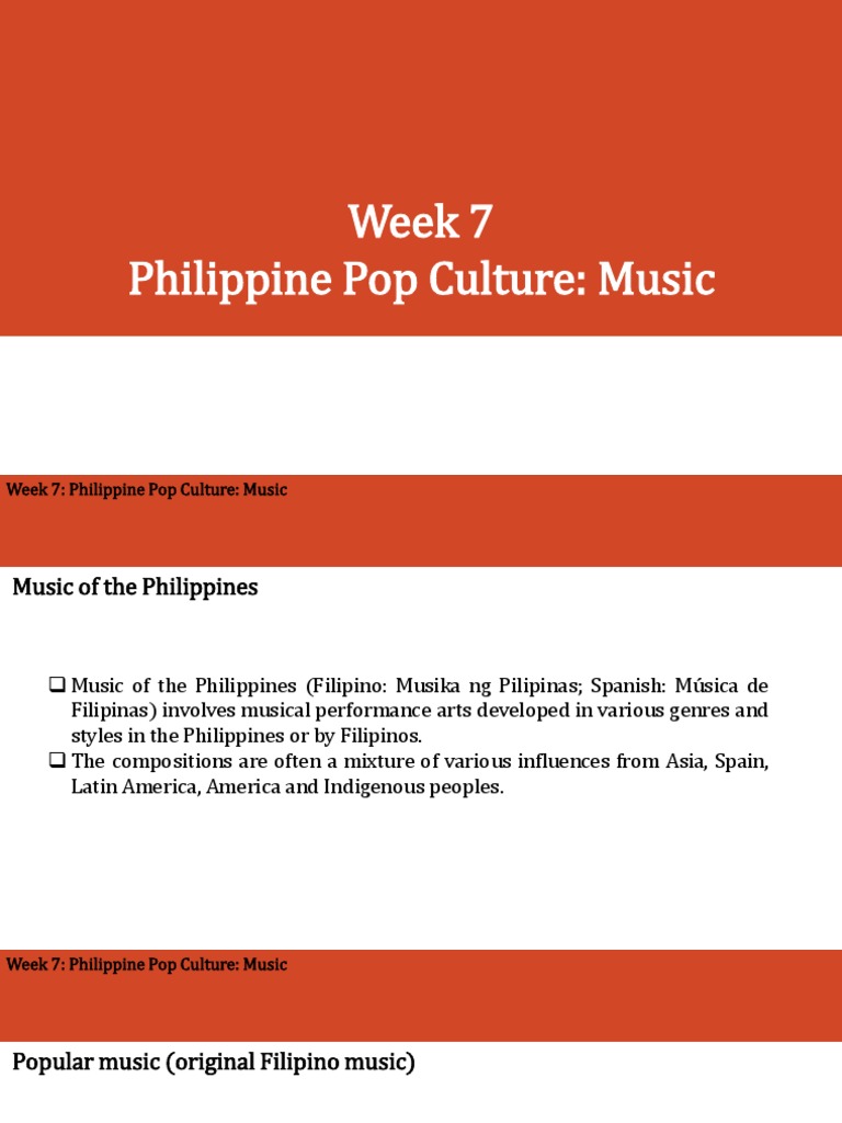 W7-Philippine Pop Culture - Music - PPT | PDF | Philippines | Musicians