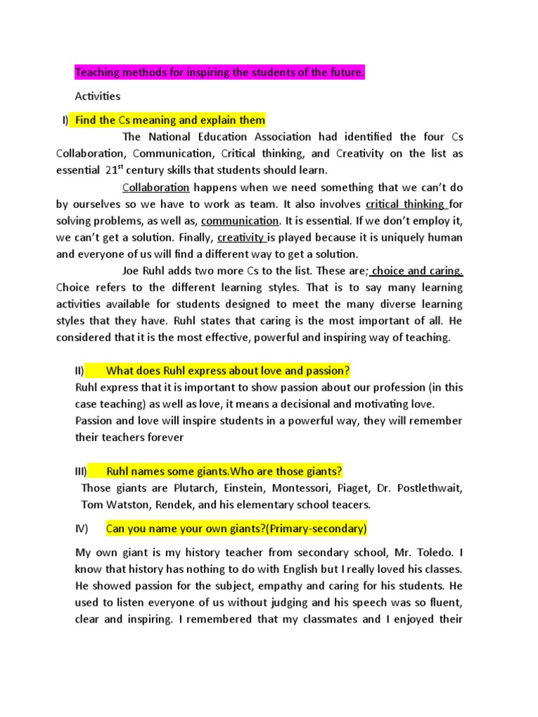 Teaching Methods For Inspiring The Students of The Future | PDF ...
